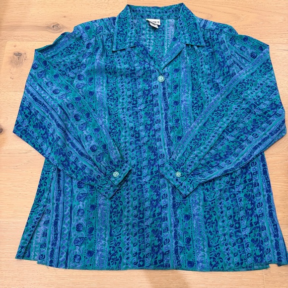 Koret | Tops | Vintage Koret Vibrant Blue And Green Patterned Shirt ...